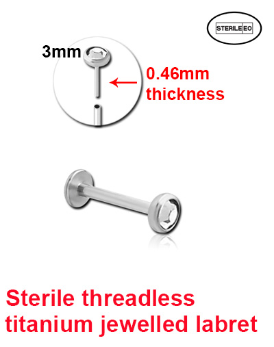 Z-TPFINJD-Sterile Threadless Titanium Micro Labret / Jewelled Disk ...